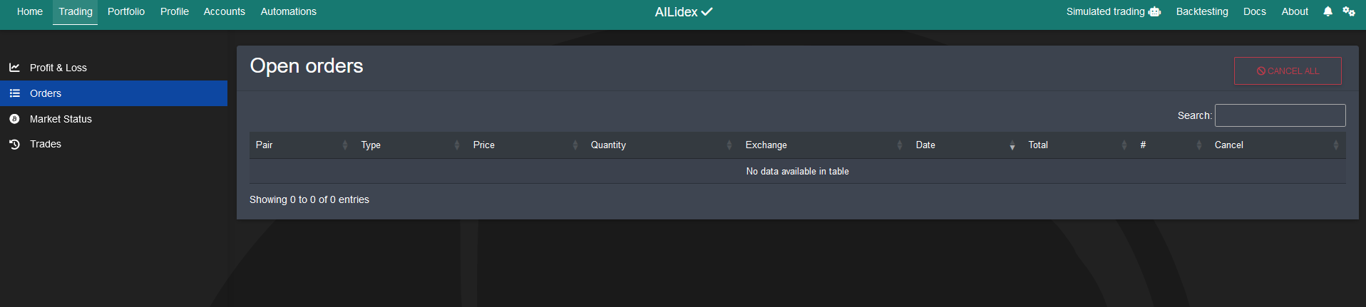 Trading – AILidex Documentation | AILidex Cloud Solutions